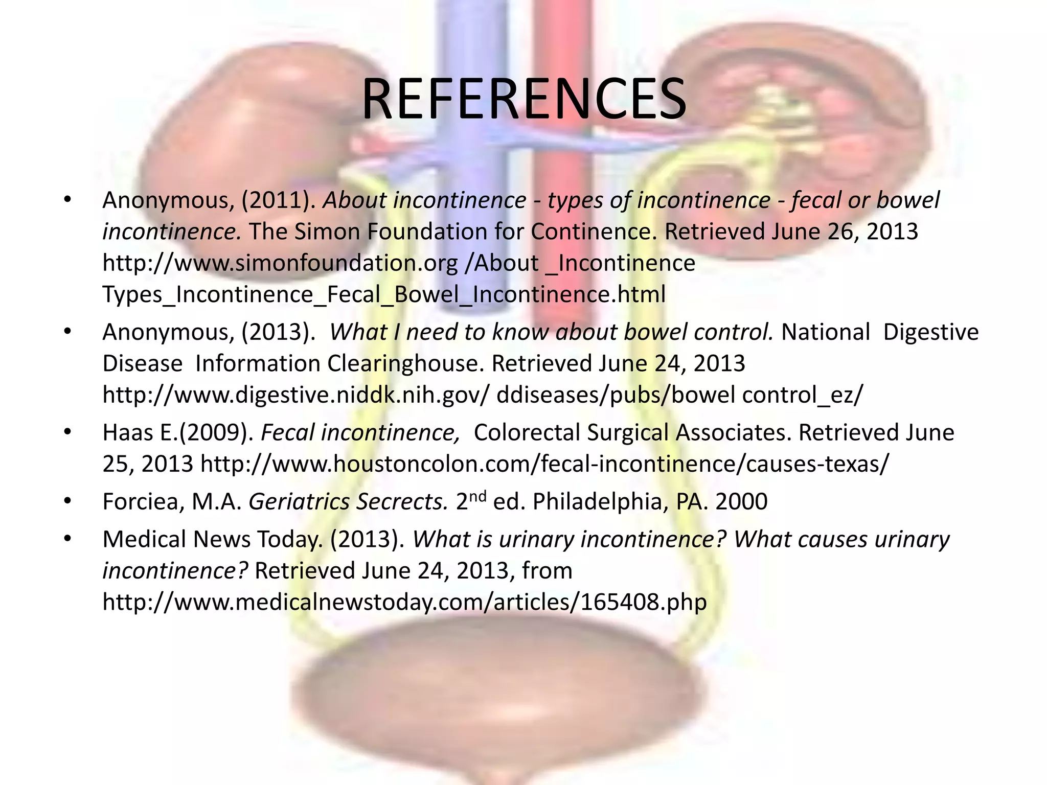 Incontinence bowel and bladder | PPTX
