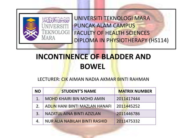 Incontinence bowel and bladder | PPTX | Sexual Conditions | Sexual Health