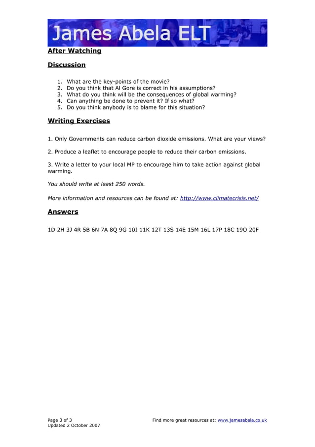 Inconvenient Truth lesson plan | PDF