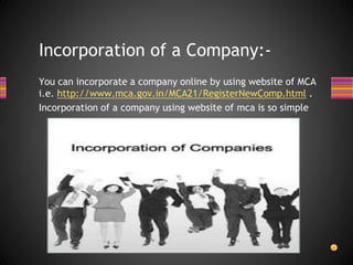 Incoporation of company | PPTX