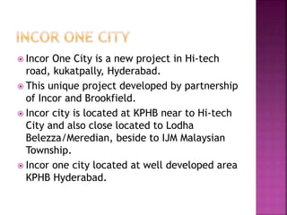 Incor one city | PPTX | Industrial Property | Real Estate