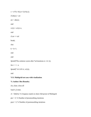 Incorporate the SOR method in the multigridTest-m and apply the multig.pdf