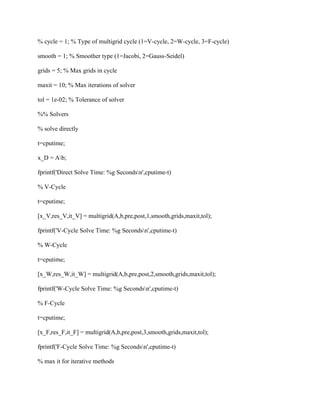 Incorporate the SOR method in the multigridTest-m and apply the multig.pdf