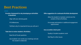 Incorporating ePortfolios into Advising Practice | PPT