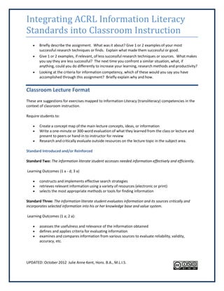 Incorporating Information Fluency into Classroom Instruction | PDF