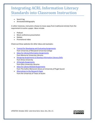 Incorporating Information Fluency into Classroom Instruction | PDF
