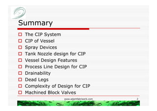 Incorporating The ASME BPE Guidelines For CIP For Biopharma Equipments ...