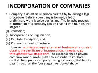 Incorporation of Companies | PPTX | Business Accounting & Finance ...