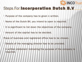 Incorporation of dutch bv in netherlands | PPT
