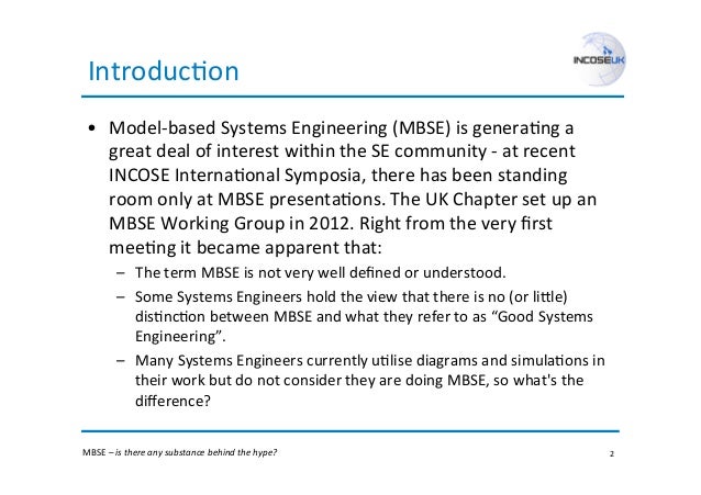 INCOSE UK: MBSE - is there any substance behind the hype?
