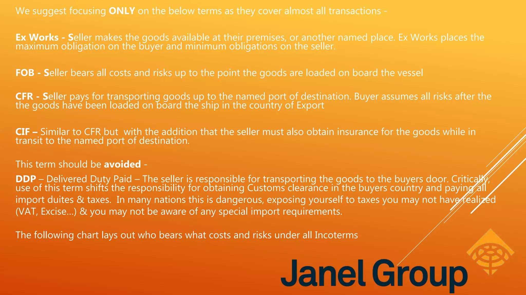 Understanding Incoterms - Critical to a Sucessful Int'l Sale | PPTX