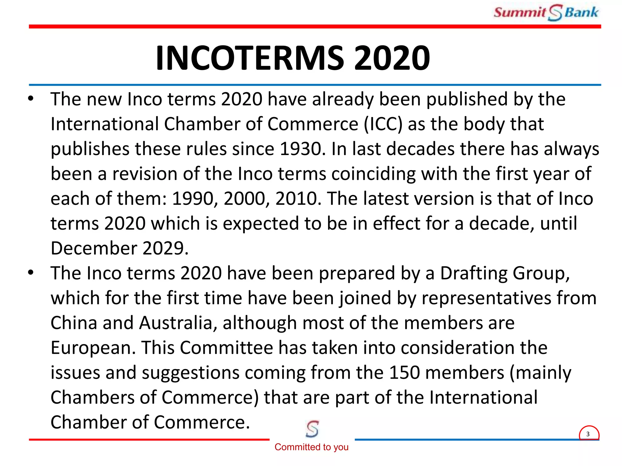 INCO Terms 2020: Unit 4 | PPTX