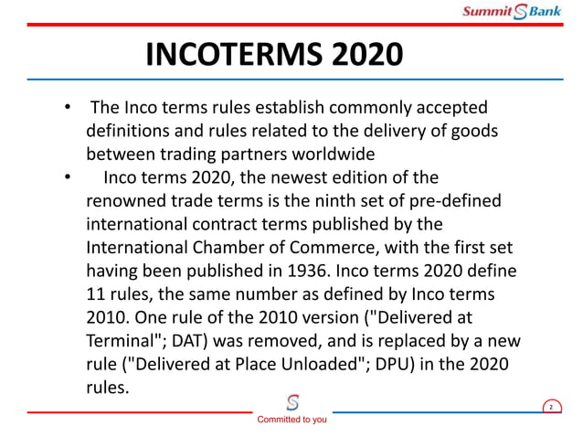 INCO Terms 2020: Unit 4 | PPTX | Motor Insurance | Insurance