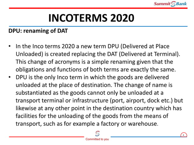 INCO Terms 2020: Unit 4 | PPTX | Motor Insurance | Insurance