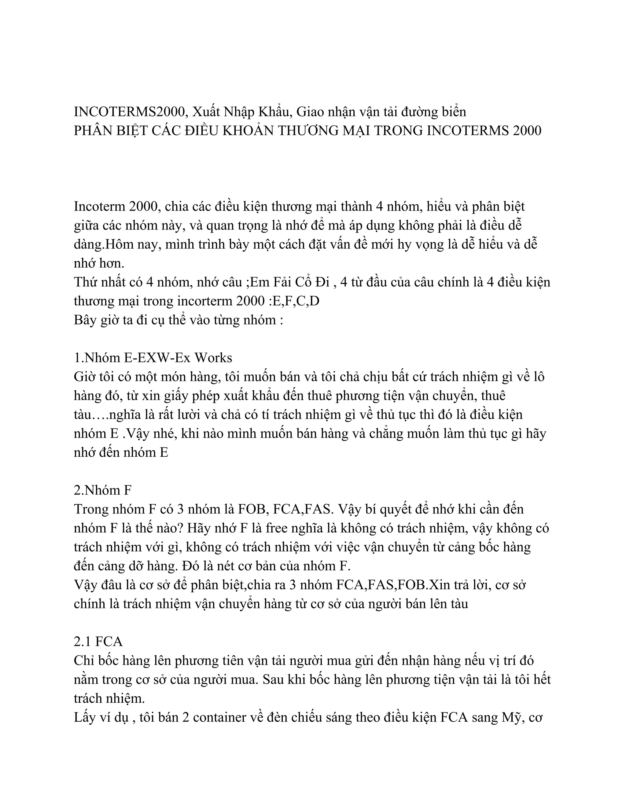 Incoterms2000( lưu ý) | PDF