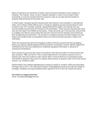 Incoterms 2020 changes the transfer of risk of goods | PDF