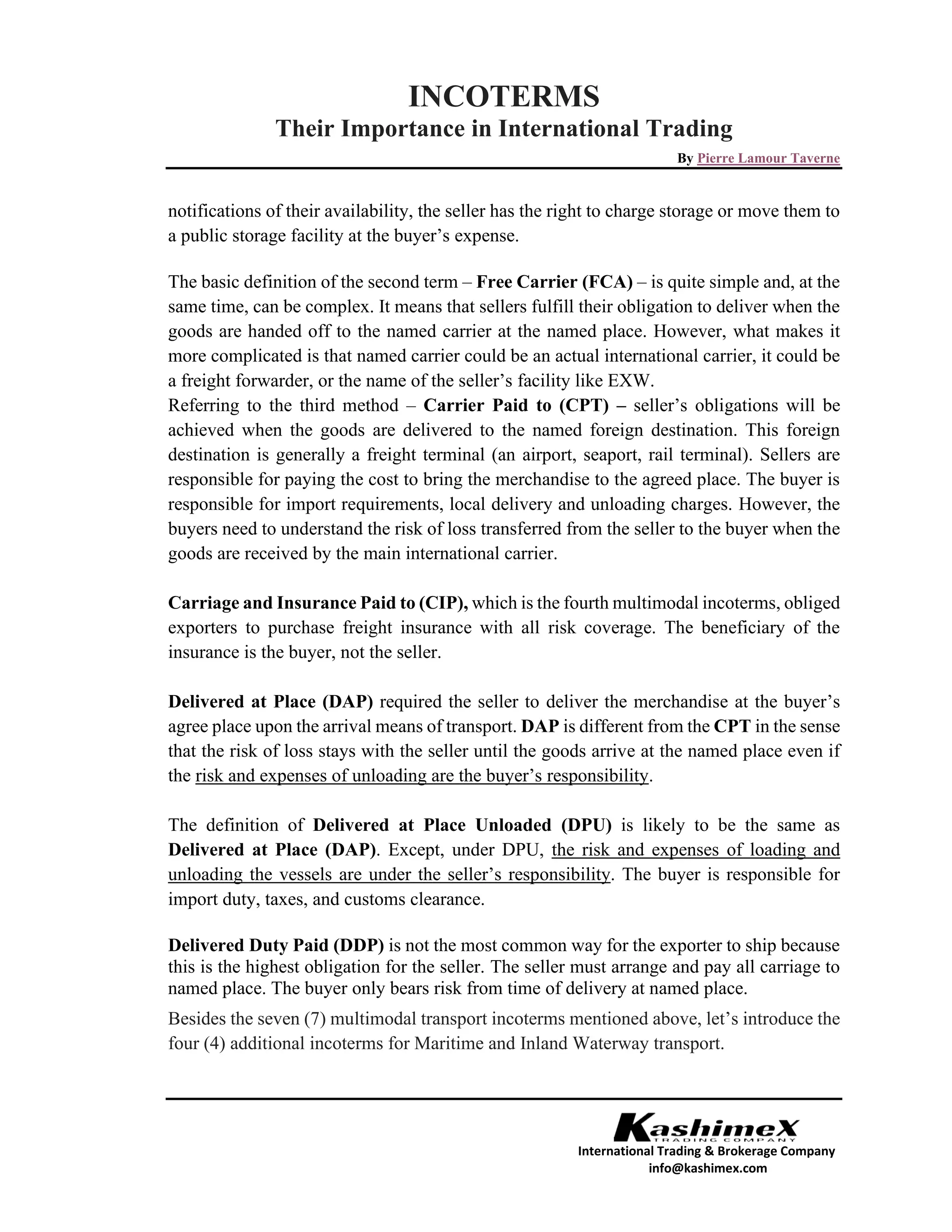 INCOTERMS AND INTERNATIONAL TRADING | PDF