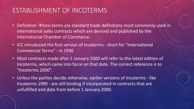 Incoterms finalized | PPTX