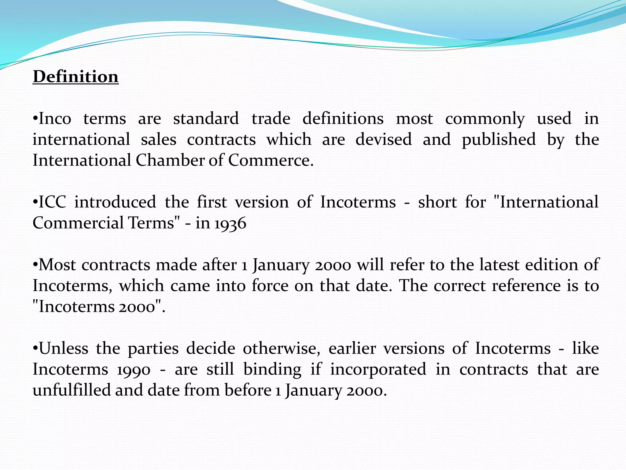 Inco Terms Ppt | PDF