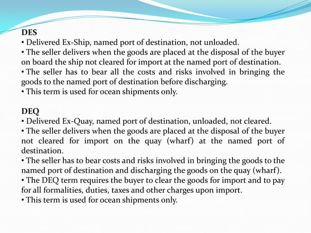 Inco Terms Ppt | PDF | Cruises | Travel Type