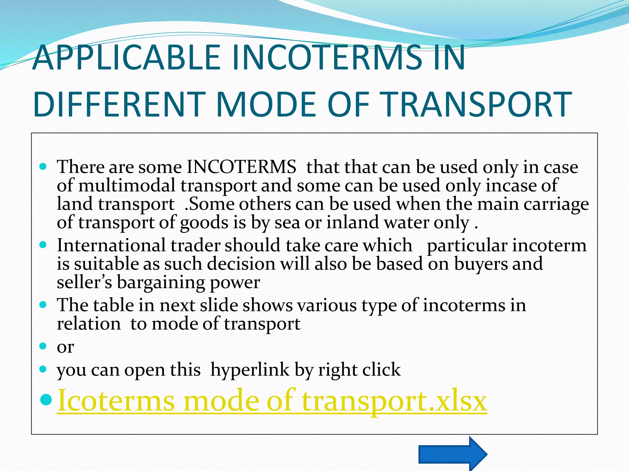 Incoterms quick view | PPTX | Cruises | Travel Type