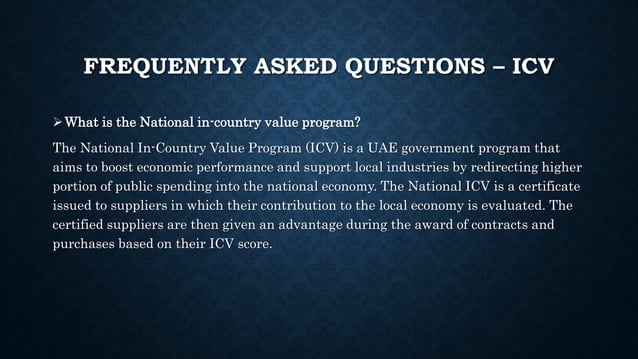 In Country Value Program (ICV).pptx | Business Accounting & Finance ...