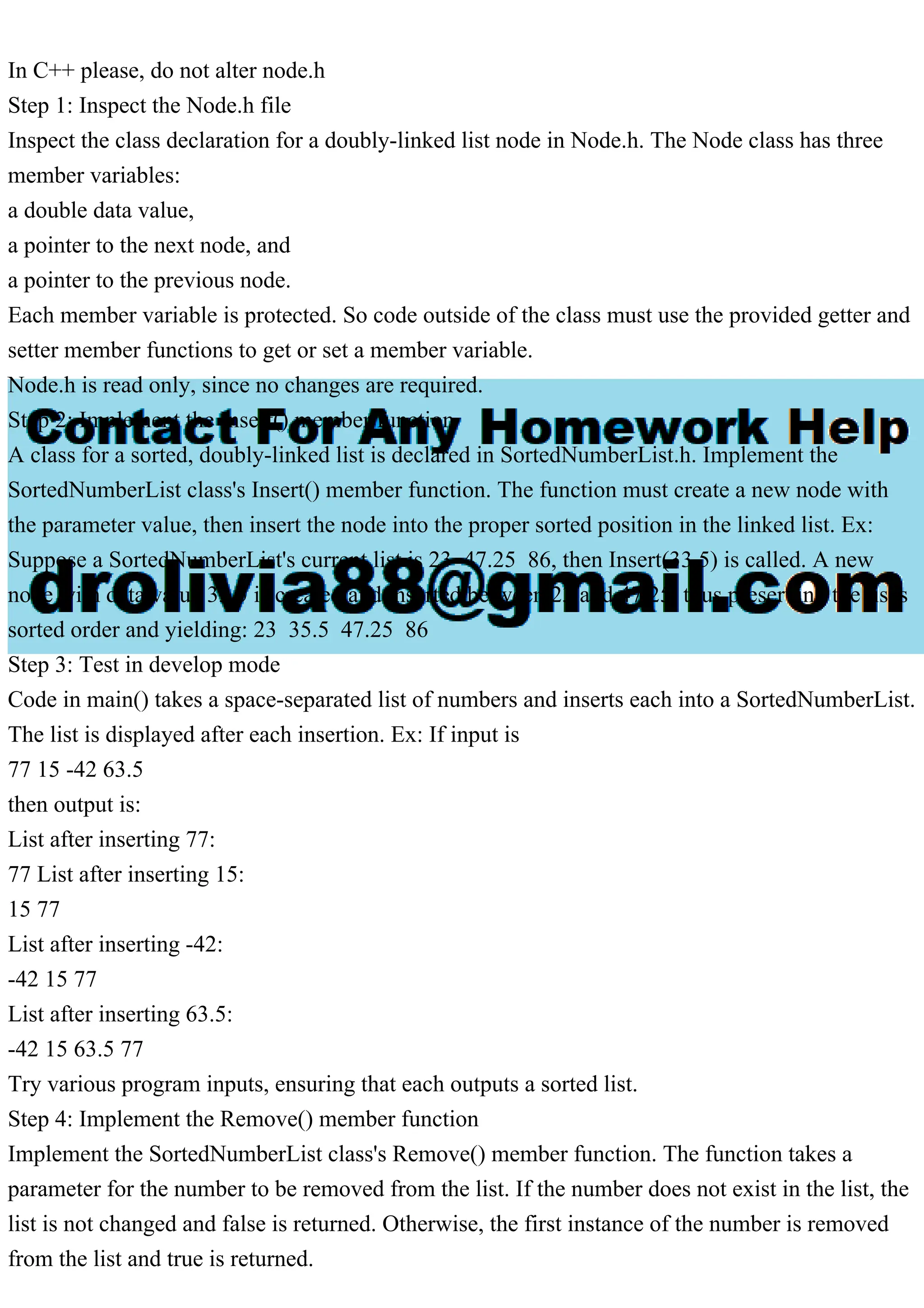 In C++ please, do not alter node.hStep 1 Inspect the Node.h file.pdf