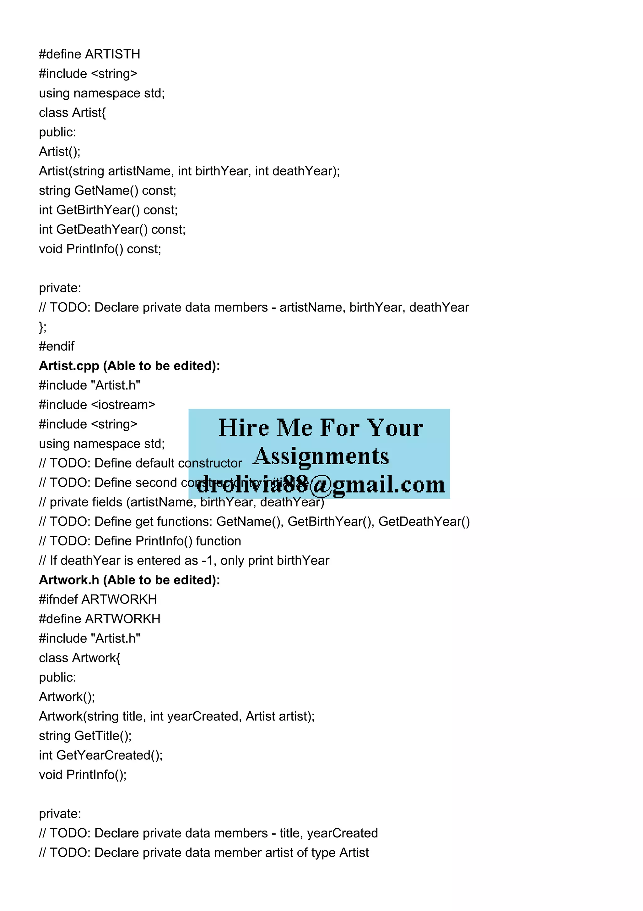 In C++ Plz LAB Artwork label classesconstructors Given m.pdf ...
