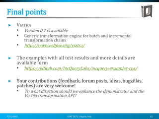 VIATRA 3: A Reactive Model Transformation Platform | PPT