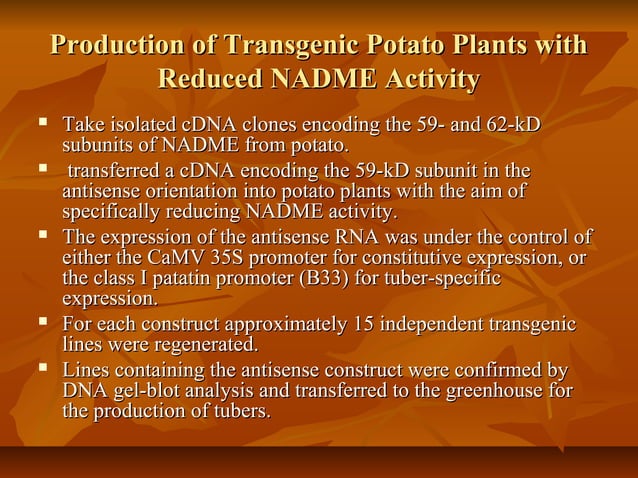 Increase in starch leval by decrease in nad malic | PPT