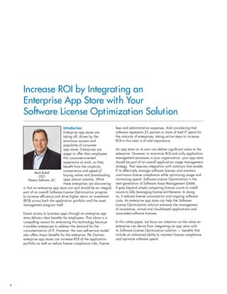 Increase ROI by Integrating an Enterprise App Store with your Software License Optimization ...