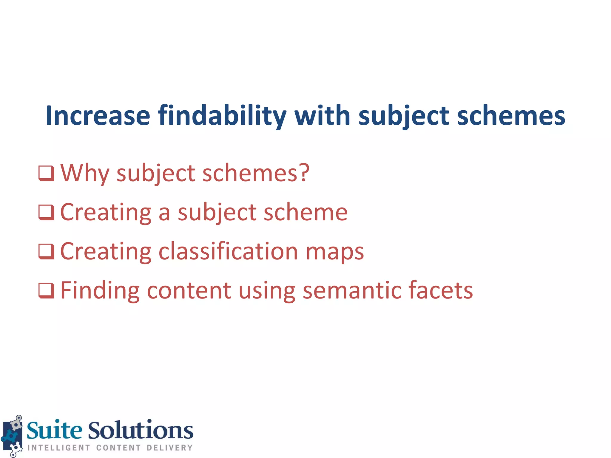 Increasing Findability with Subject Schemes (Advanced DITA Webinar) | PPTX