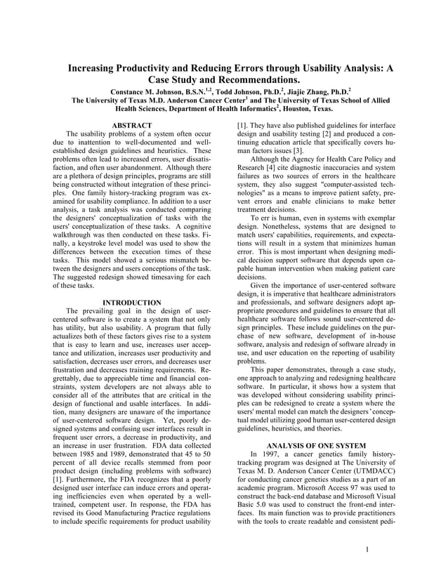 Increasing Productivity And Reducing Errors Through Usability Analysis | PPT