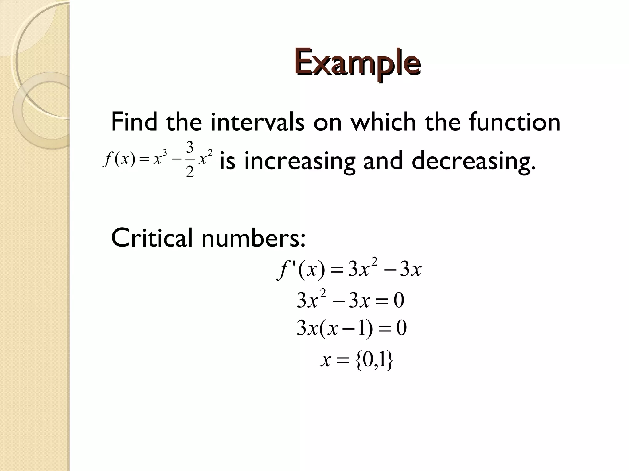 Increasing and decreasing functions ap calc sec 3.3 | PPT