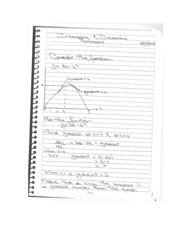 Increasing And Decreasing Functions Notes Doc