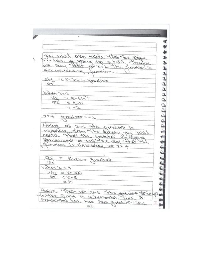 Increasing And Decreasing Functions Notes Doc