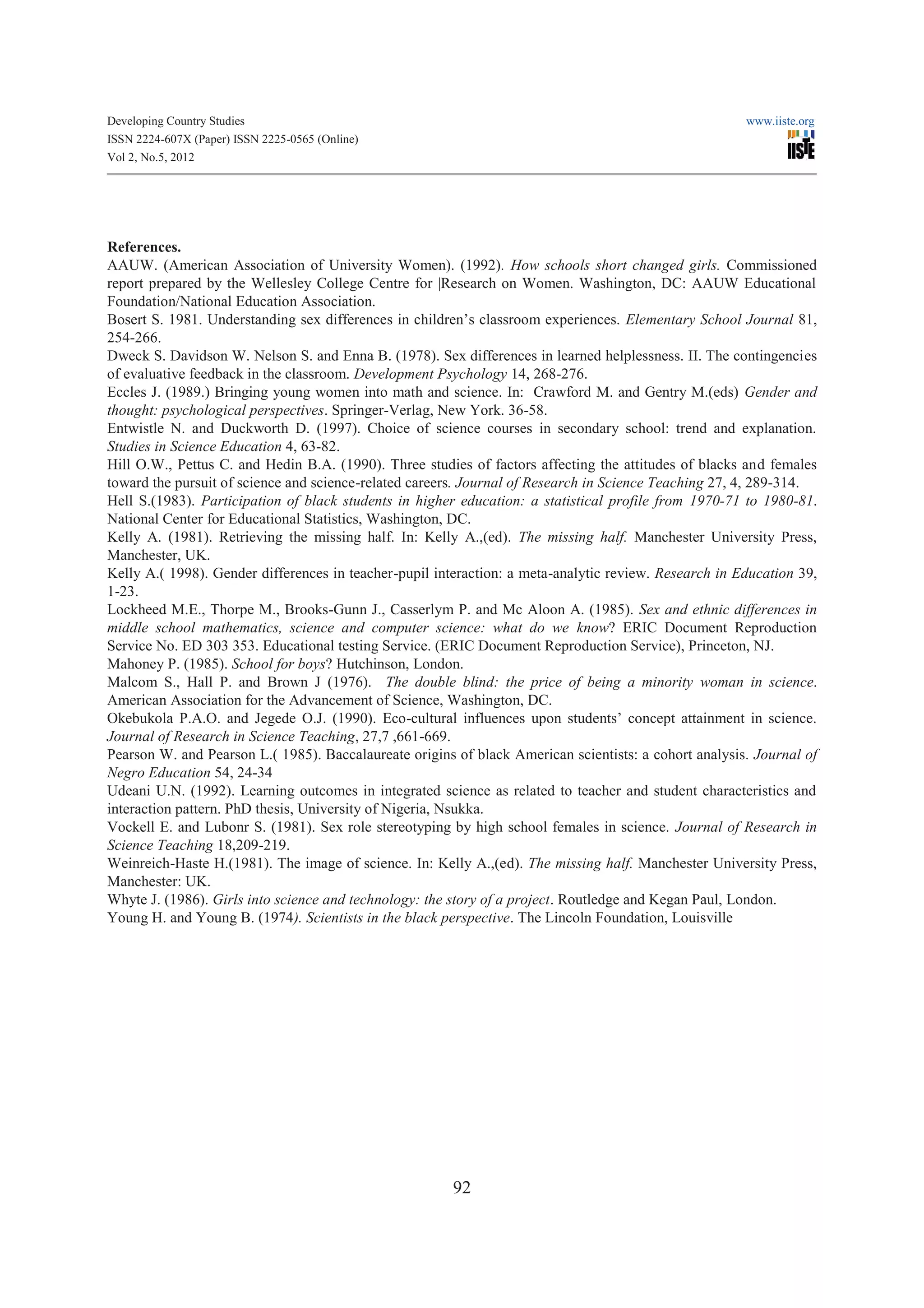 Increasing female participation in science and technology careers | PDF