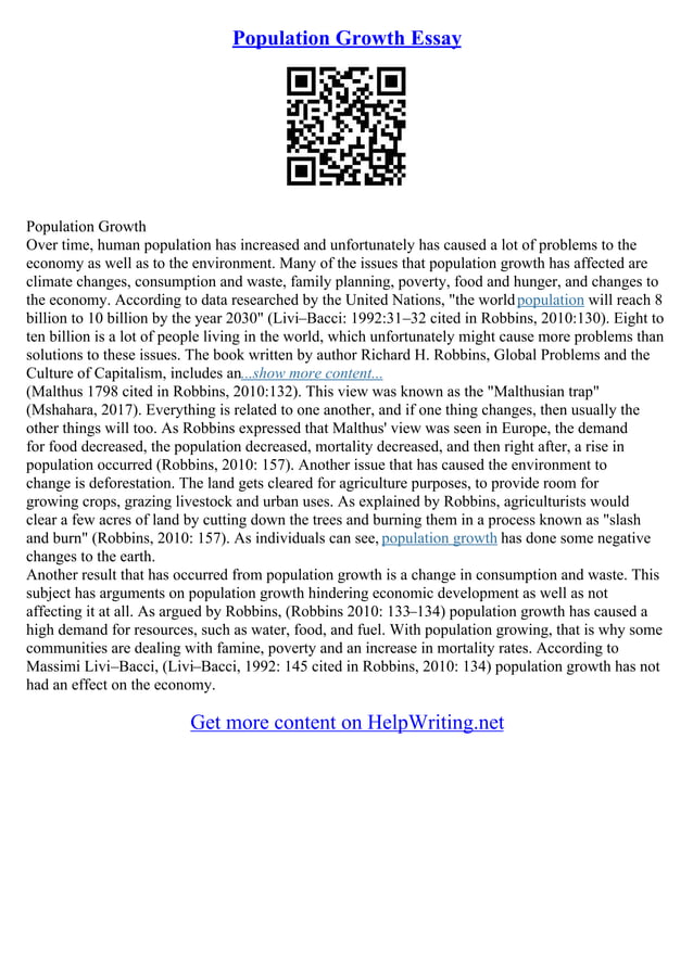 Increasing Population Essay | PDF