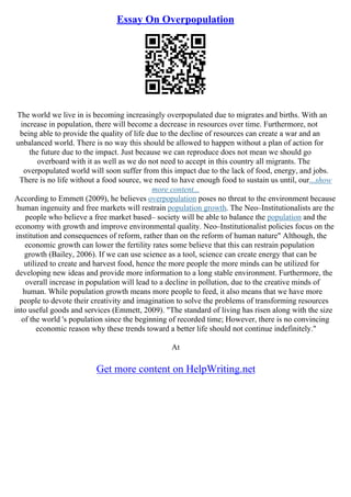 Increasing Population Essay | PDF