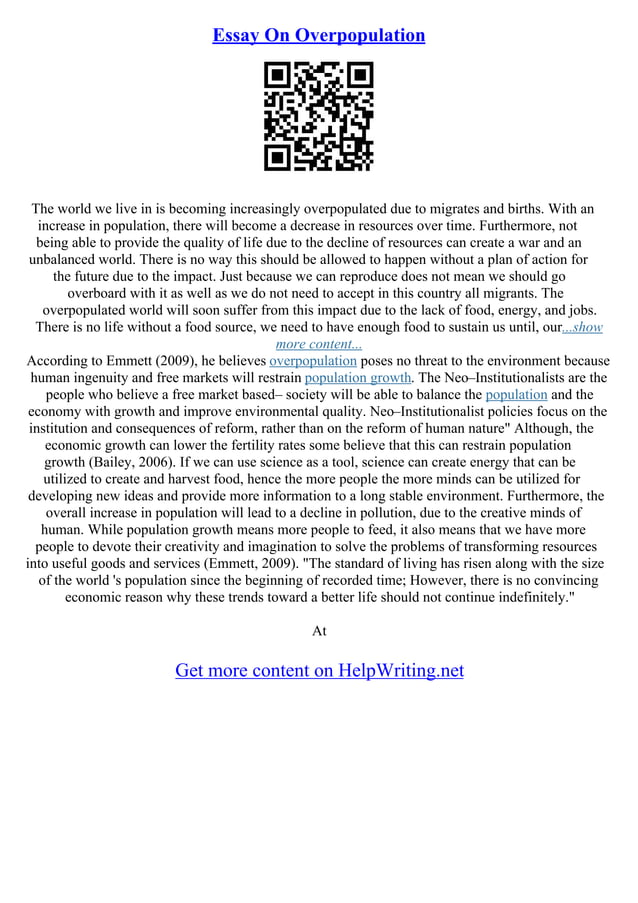 Increasing Population Essay | PDF