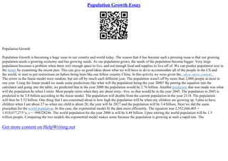 Increasing Population Uncertainty Essay | PPT