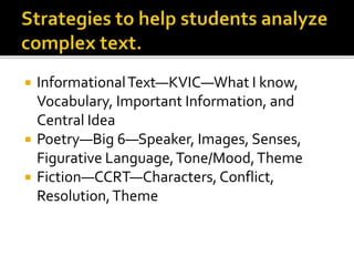 Increasing Rigor Using Complex Text | PPT