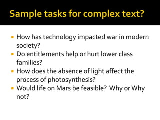 Increasing Rigor Using Complex Text | PPT