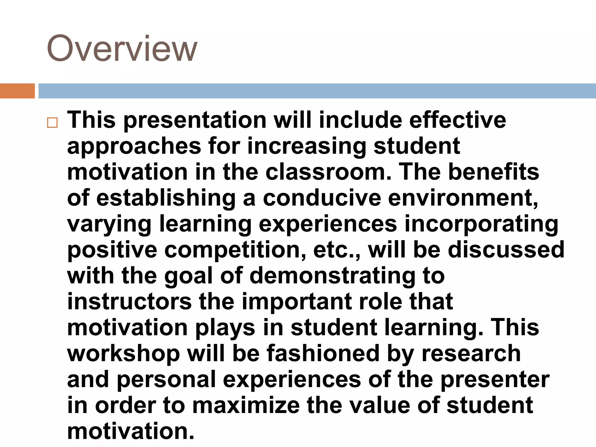 Increasing Student Motivation | PPTX