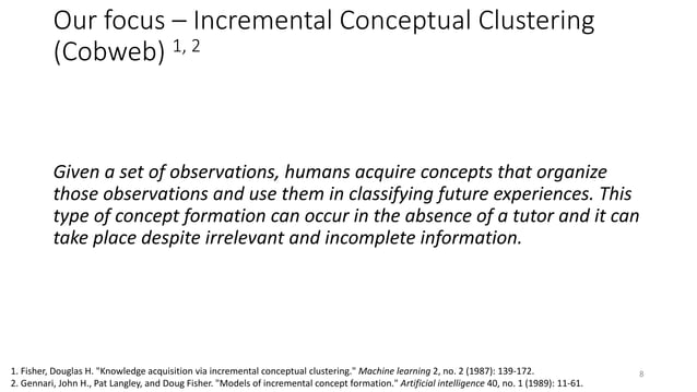 Incremental concpetual clustering - reading group discussion | PPT