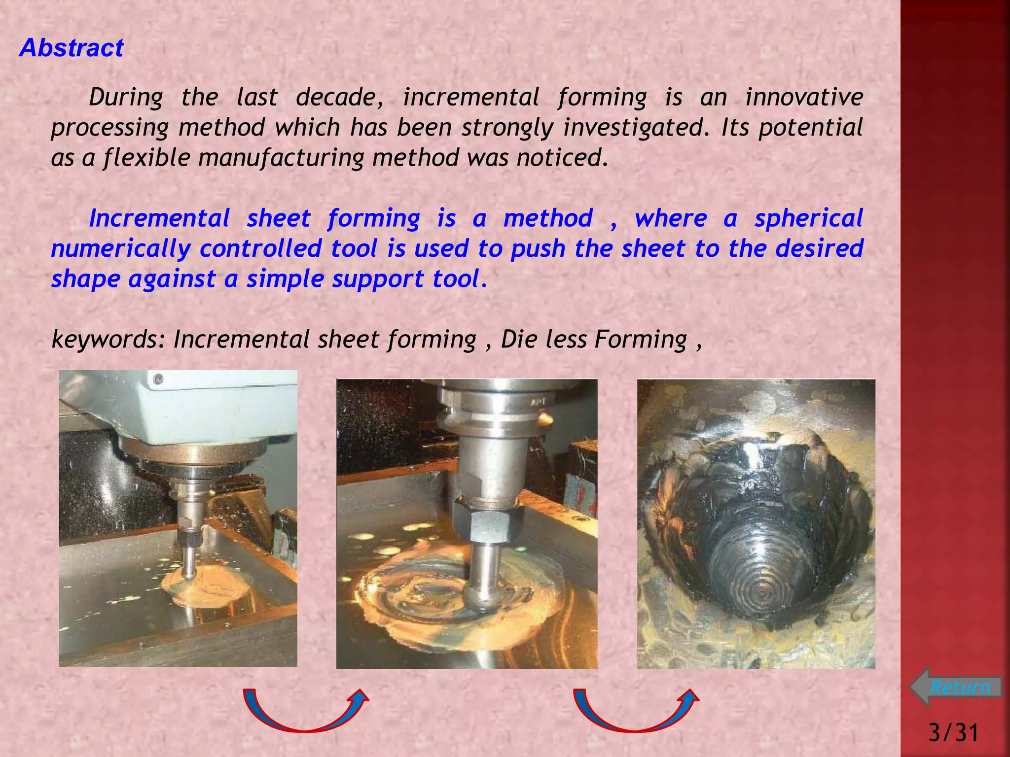 Incremental sheet metal forming - Incremental Single Point | PPT