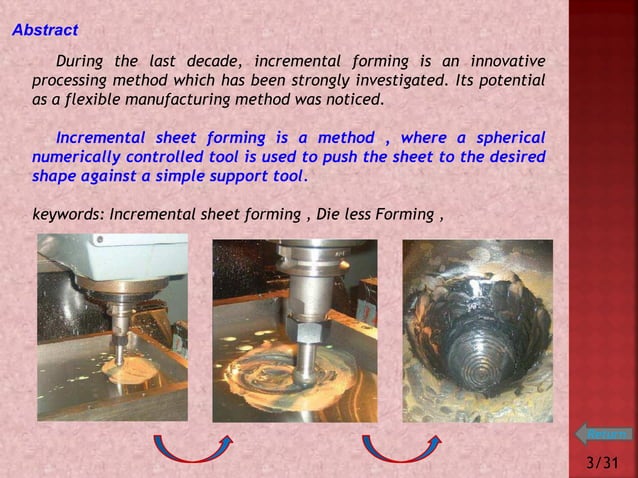 Incremental sheet metal forming - Incremental Single Point | PDF