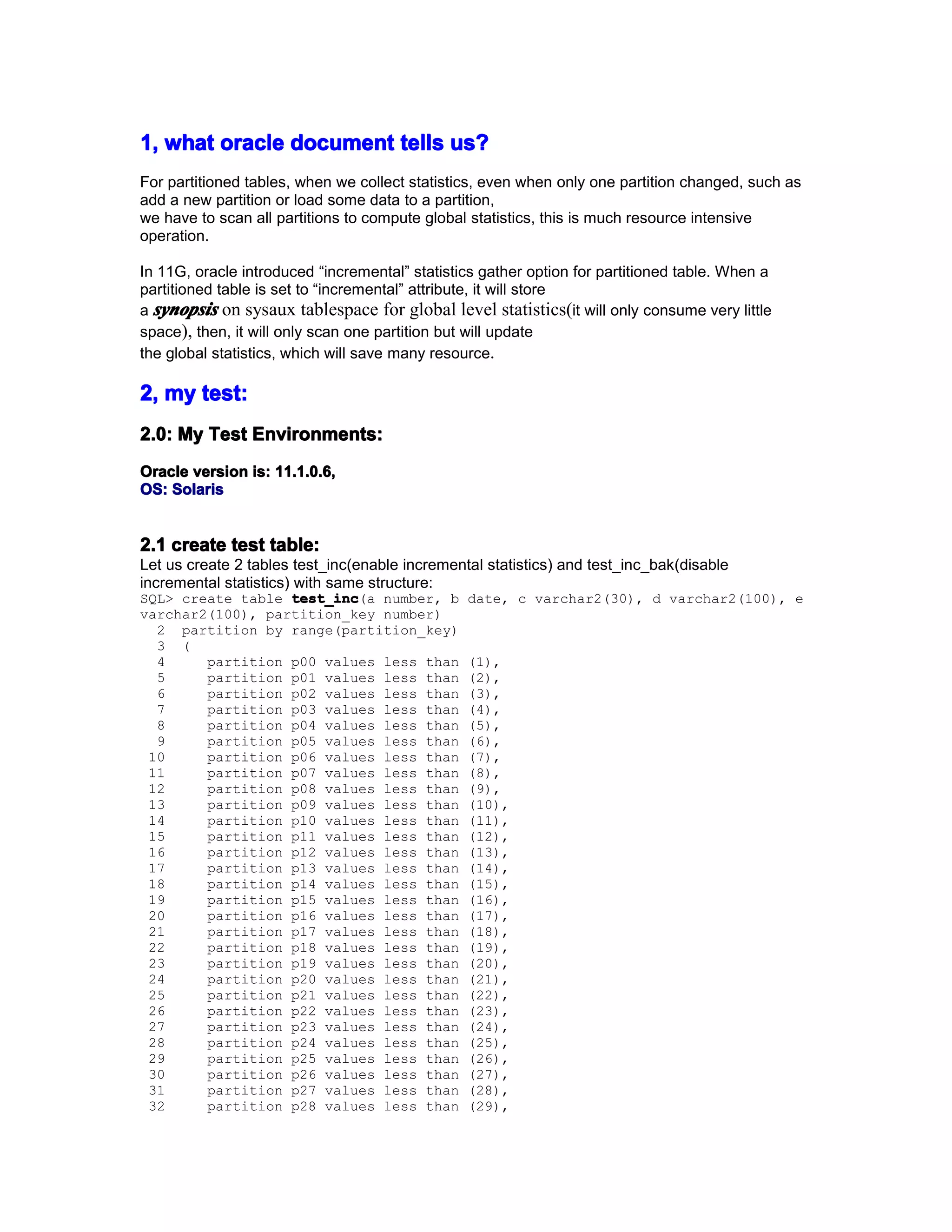 Incremental statistics for partitioned tables in 11g by wwf from ebay ...