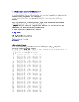 Incremental statistics for partitioned tables in 11g by wwf from ebay COC | PDF