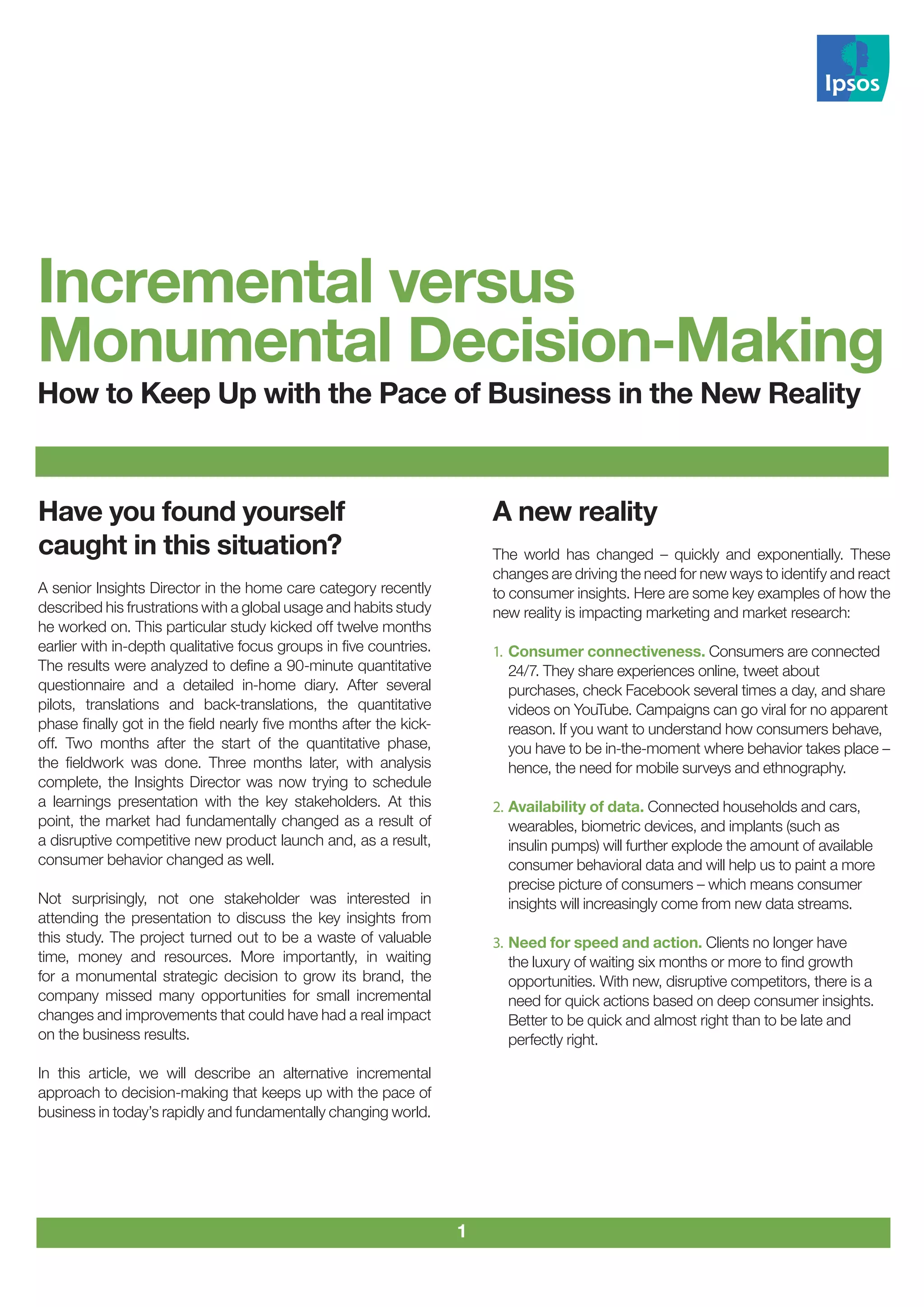 Incremental vs Monumental Decision-Making | PDF